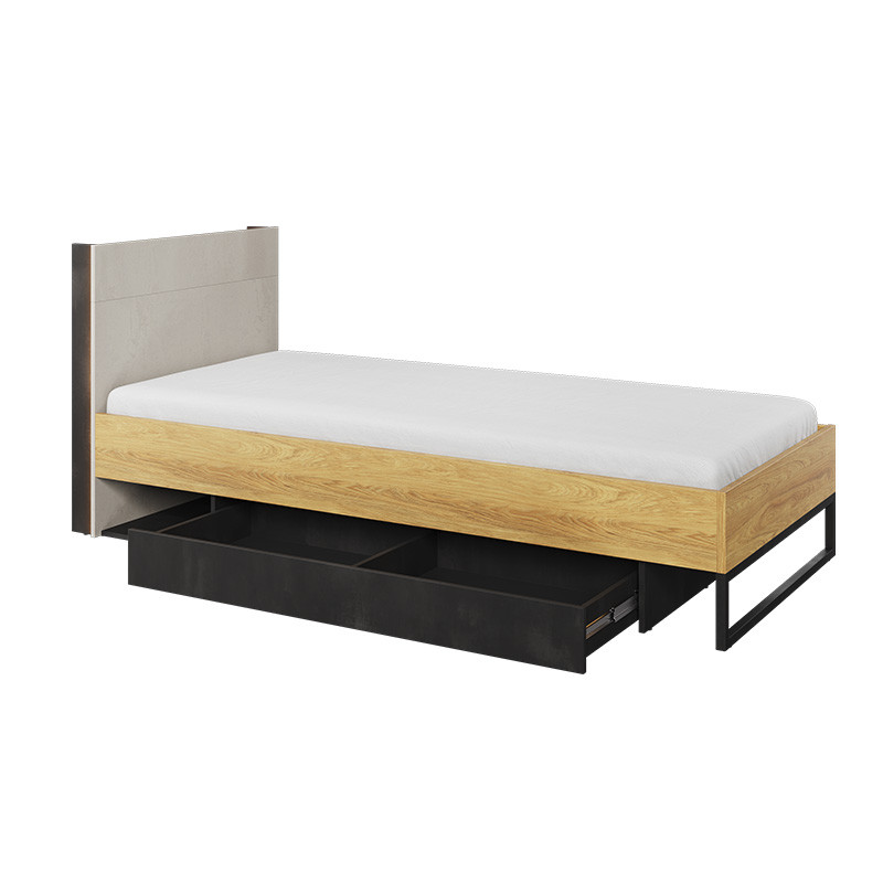 Lit ado 90x200 avec tiroir et éclairage - TEEN FLEX