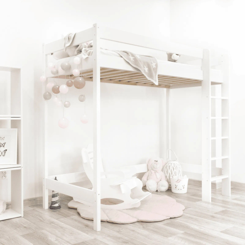 Lit mezzanine ALIX en bois avec échelle en 180 cm hauteur